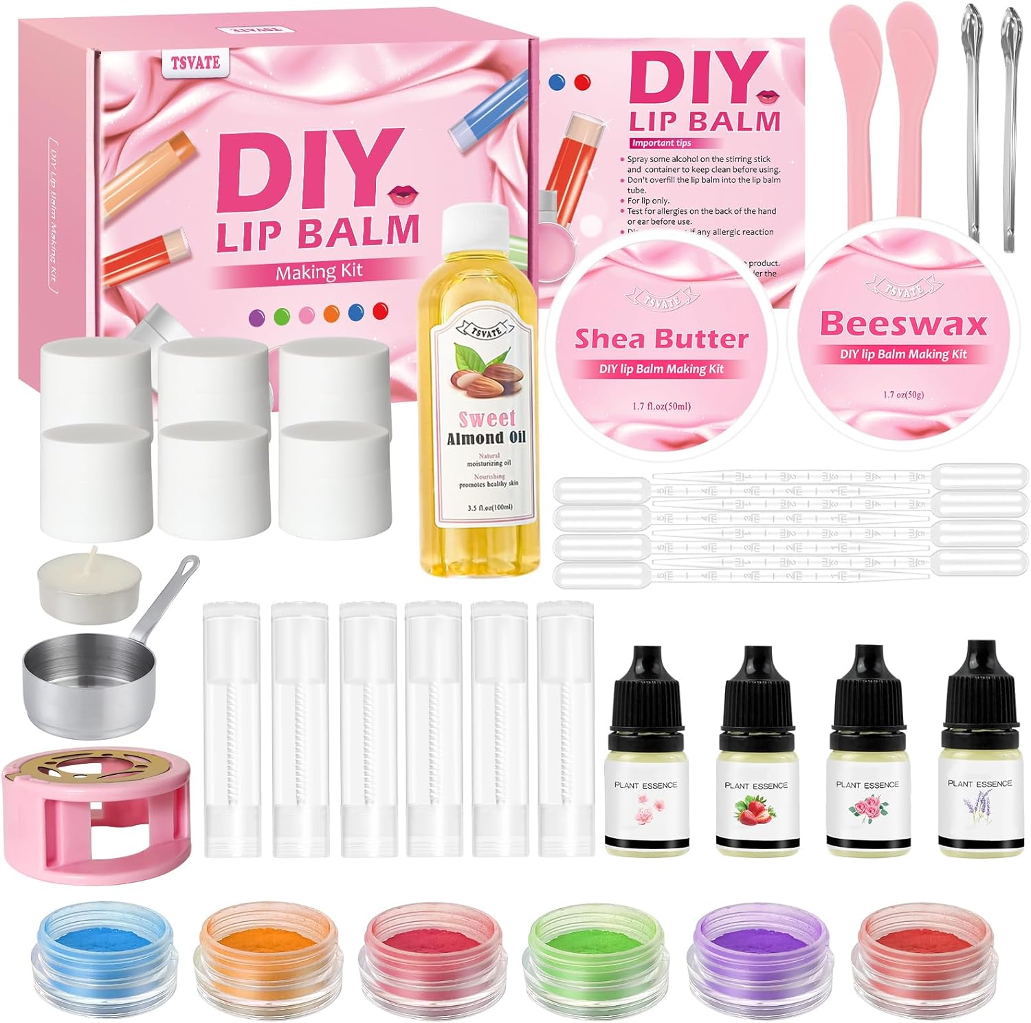 Amazon.com: TSVATE DIY Lip Balm Kit, 47Pcs Lip Balm Making Kit for Kids ...