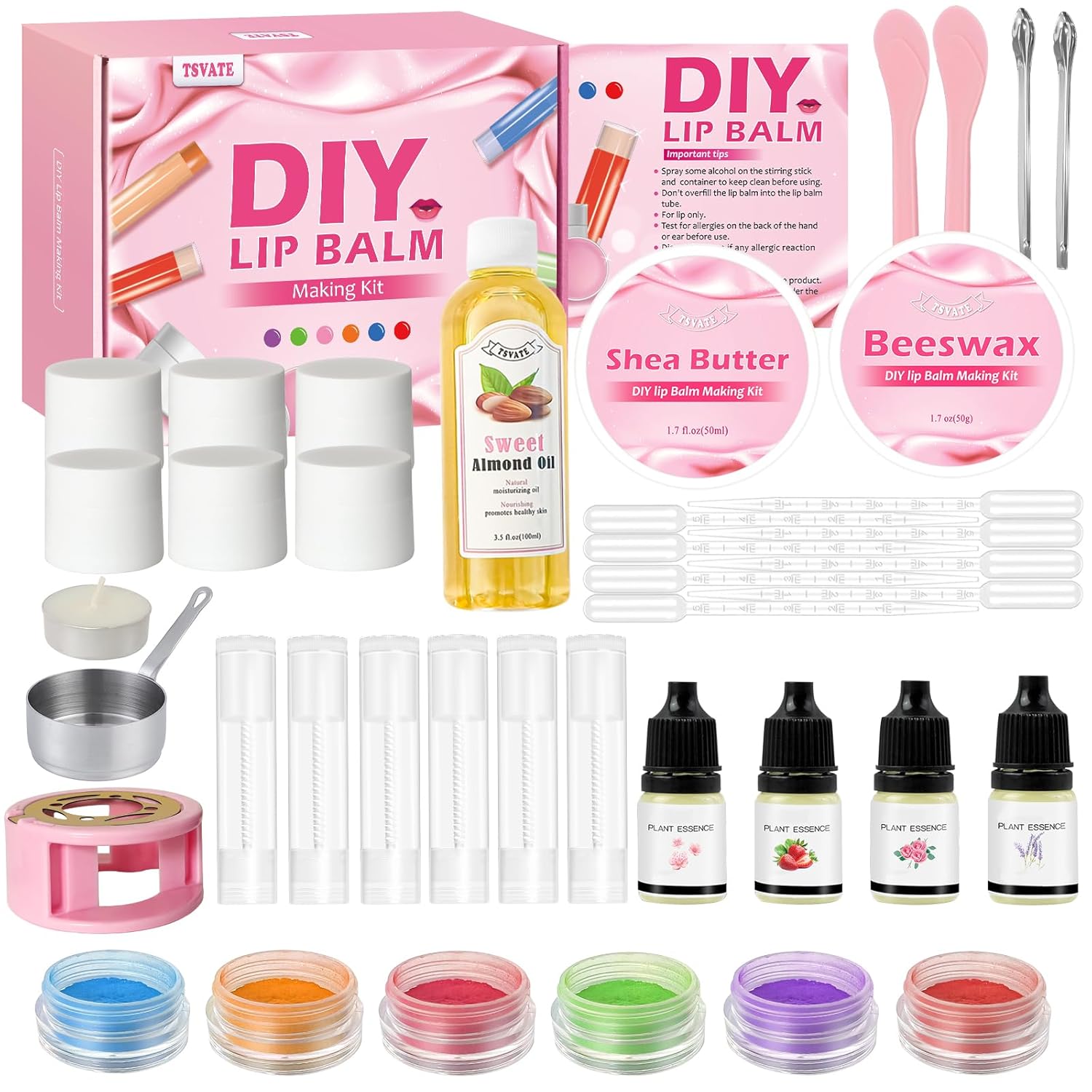 Amazon.com : TSVATE DIY Lip Balm Kit, 47Pcs Lip Balm Making Kit for ...