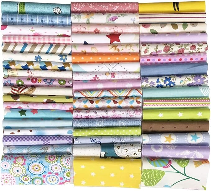 Gnognauq 200 Sheets Fabric Squares Sheets Cotton Craft Fabric Bundle ...