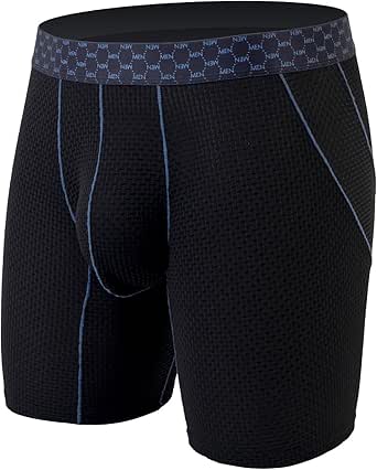 Men's Ice Silk Waffle Long Leg Boxer Briefs Comfy Sports Daily Wear ...