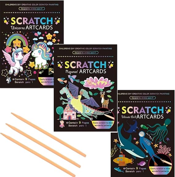 Amazon.com: wxfhtda 3Set Scratch Paper Art, Colorful Magic Drawing Book ...