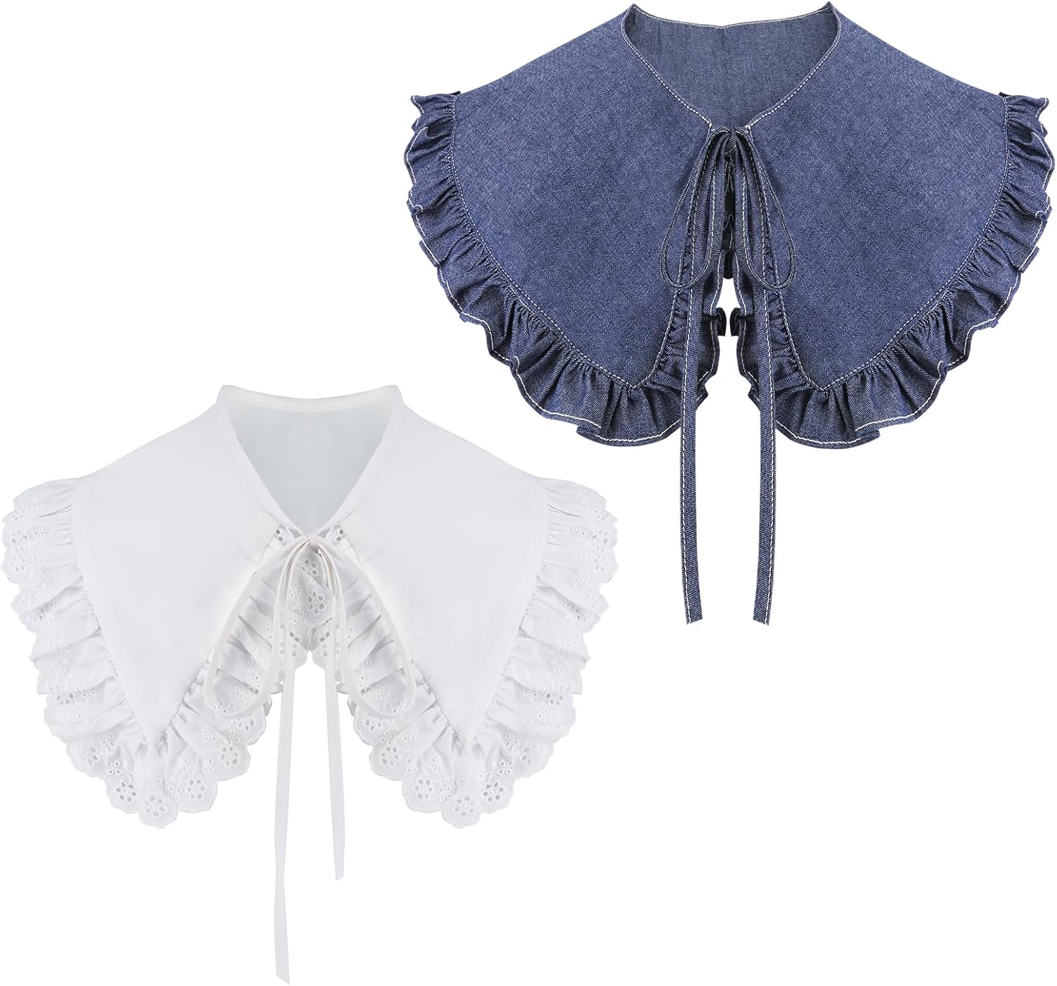 XEPST 2-Piece Women's Detachable Collar Blouses, Half Shirts with ...