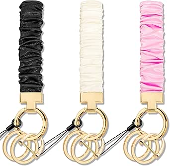 ZHEMEILU Stretchy Wristlet Keychain, Cute Key Chain, 3 Pcs Scrunchie ...