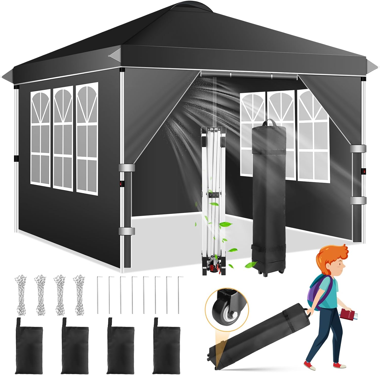 Amazon.com : Pop Up Canopy Tent 10x10 - with 4 Removable Sidewalls ...