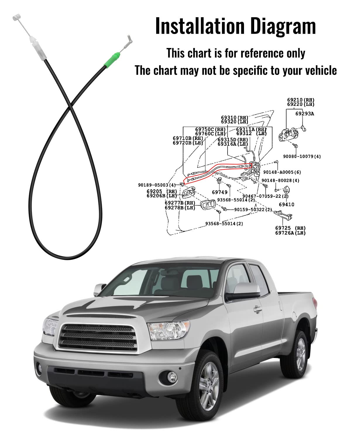 Snapklik.com : Door Cable Assembly Fit For Toyota Tundra Sequoia Fielder Land Cruiser 2000-2006 ...