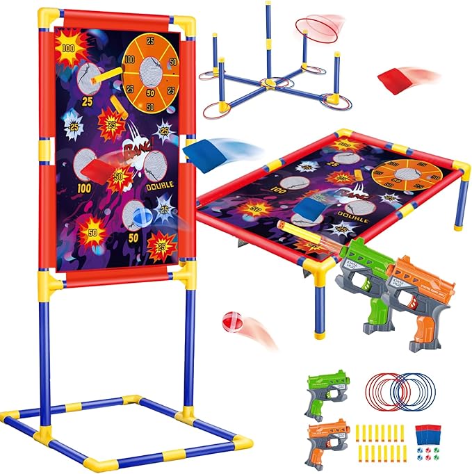 Amazon.com: NAFONRU Bean Bag Toss & Shooting & Ring Toss Games Set for ...