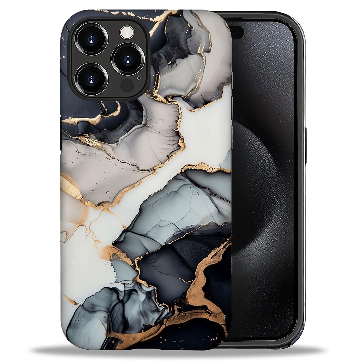 Amazon.com: TAMEFOX Case Compatible with iPhone 16 Pro,Black Gold Marble Hybrid 2-Layer Hard ...