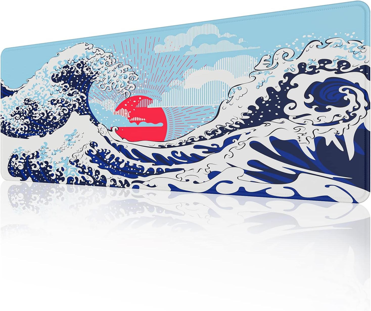 EFISH Japan Art Kanagawa Surfing Mouse Pad (31.5 × 11.8 × 0.12 inch ...