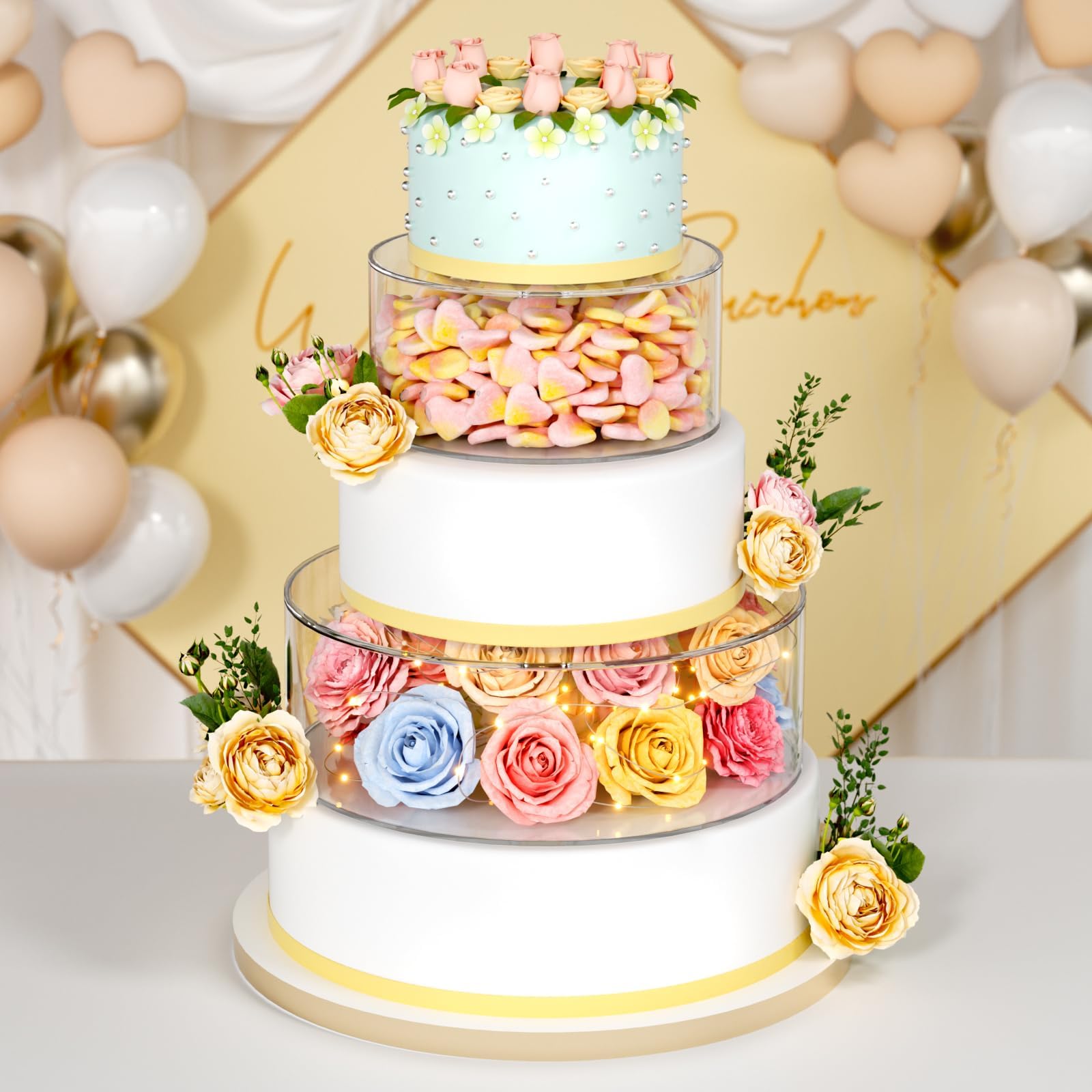 Amazon.com: Tioncy 6 Pcs Clear Acrylic Cake Stand Fillable Cake Box ...