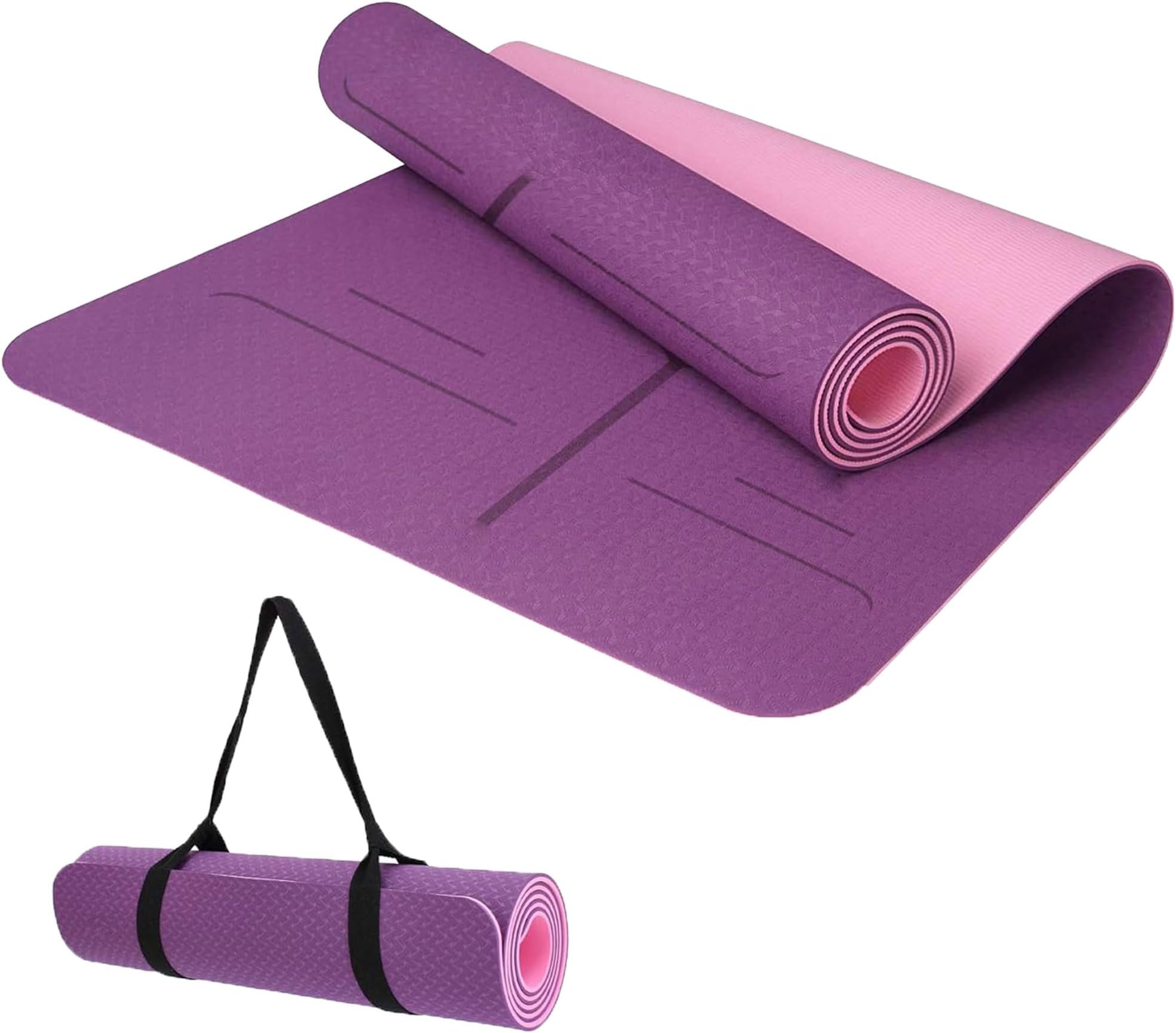 Herui Technology HERUI Yoga Mat Alignment Lines Anti-Slip Exercise Mat ...