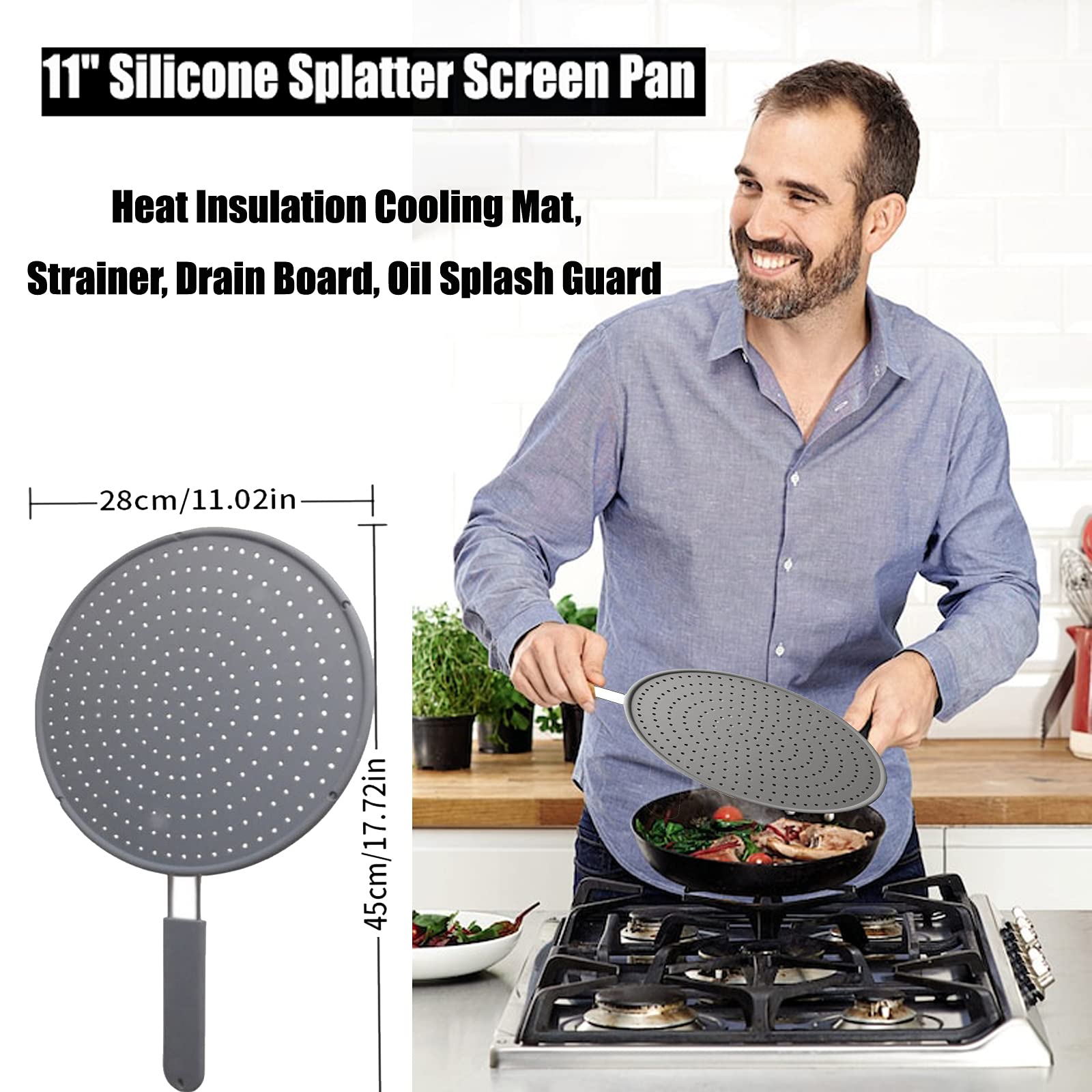 Snapklik.com : Silicone Splatter Screen Pan Cover 11", Heat Insulation ...