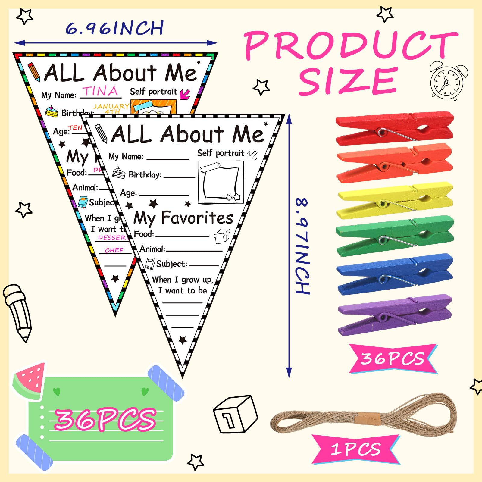 Snapklik.com : 36 Pcs Read All About Me Students Posters Elementary ...