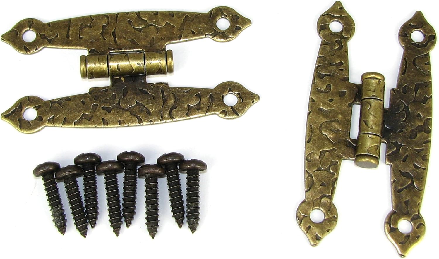 2pc. Antique Brass Colonial-Style "H" Hinges with Screws - Cabinet And ...