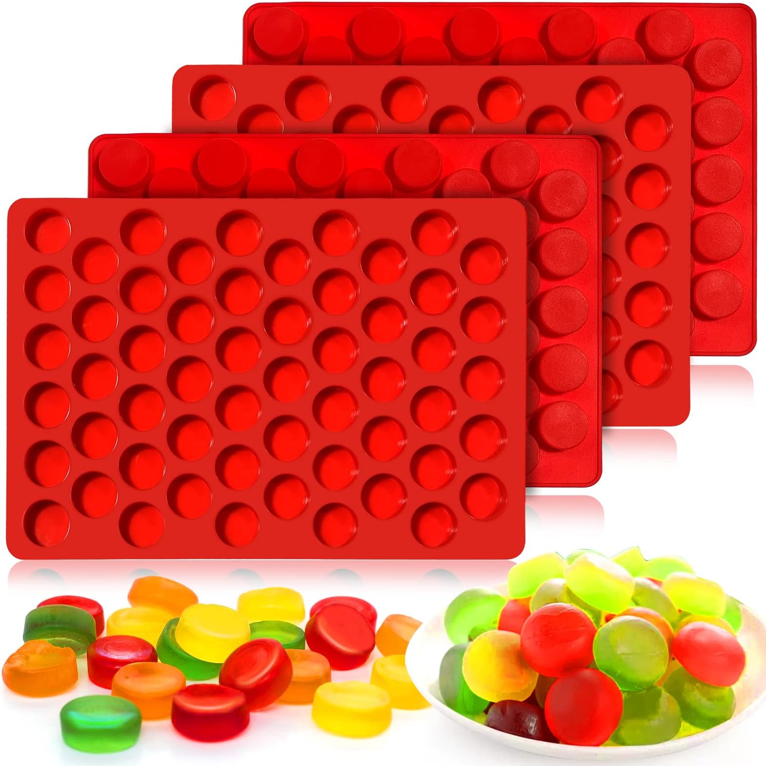 Amazon.com: Gummy Molds for Edibles - Pack of 4 Gummy Molds and 4 Food ...