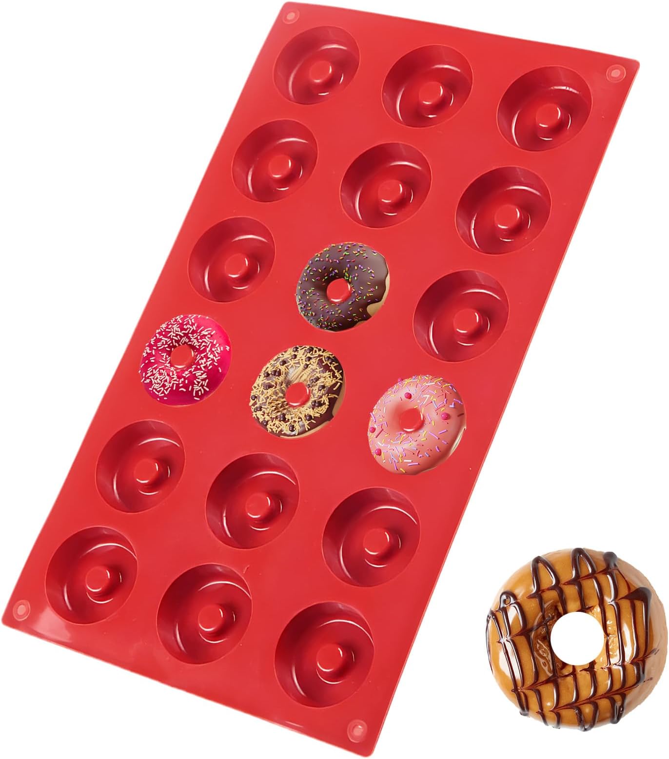 Amazon.com: Hnnyyie Mini Donut Mold, 18 Cavity Mini Donut Silicone Mold ...