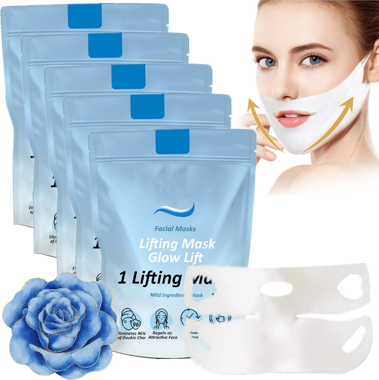5Pcs Chinology Double Chin Lifting Mask, V-line Face Lift Chin Mask ...