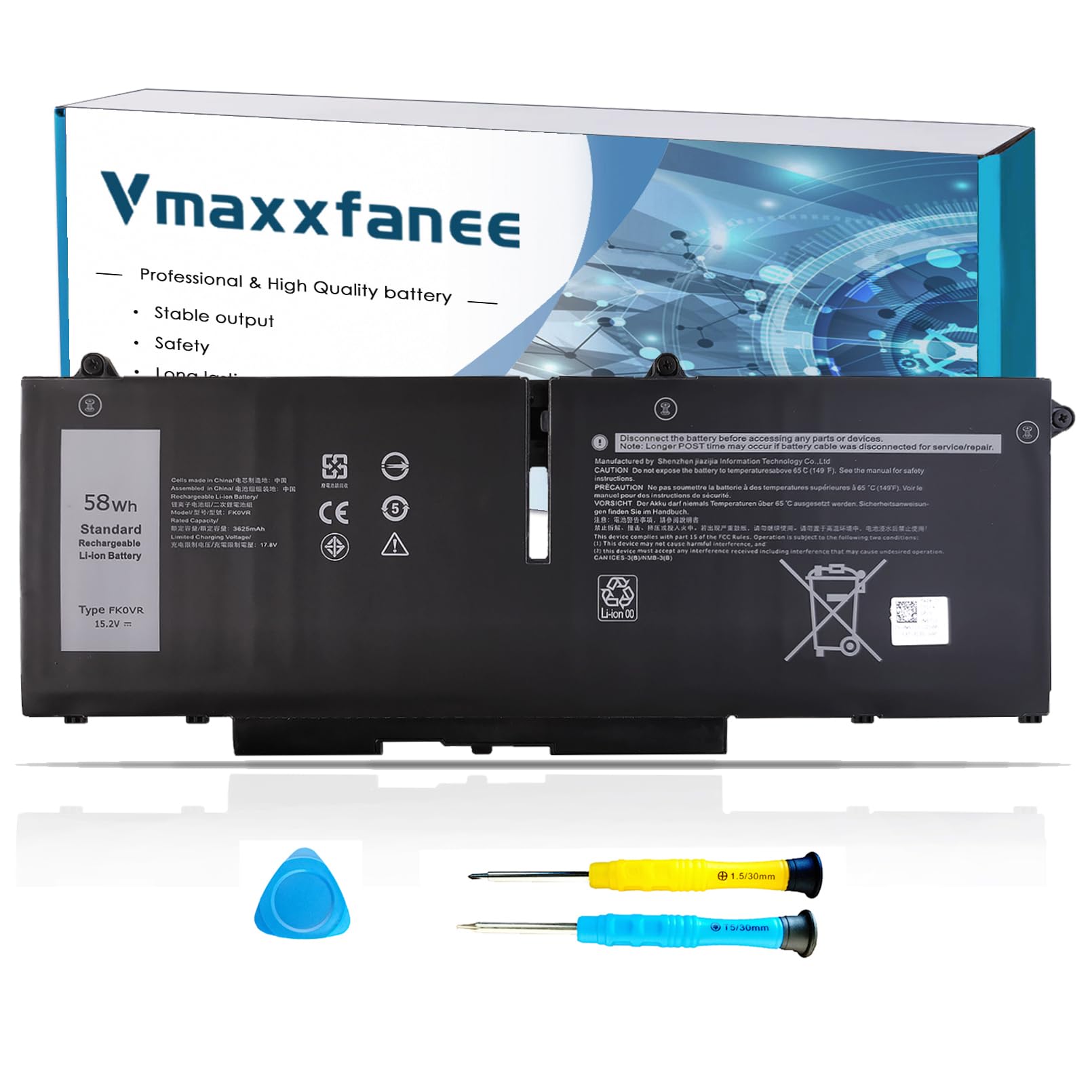 Amazon.com: Vmaxxfanee FK0VR Laptop Battery Replacement for Dell ...