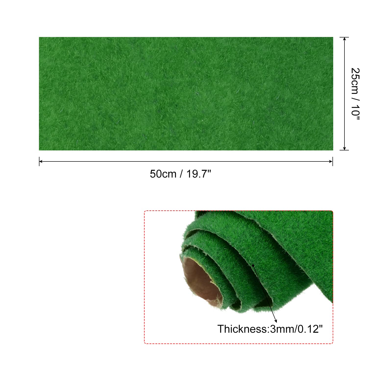 MECCANIXITY Artificial Model Grass Mat 3pcs 10" x 19.7" Dark Green ...