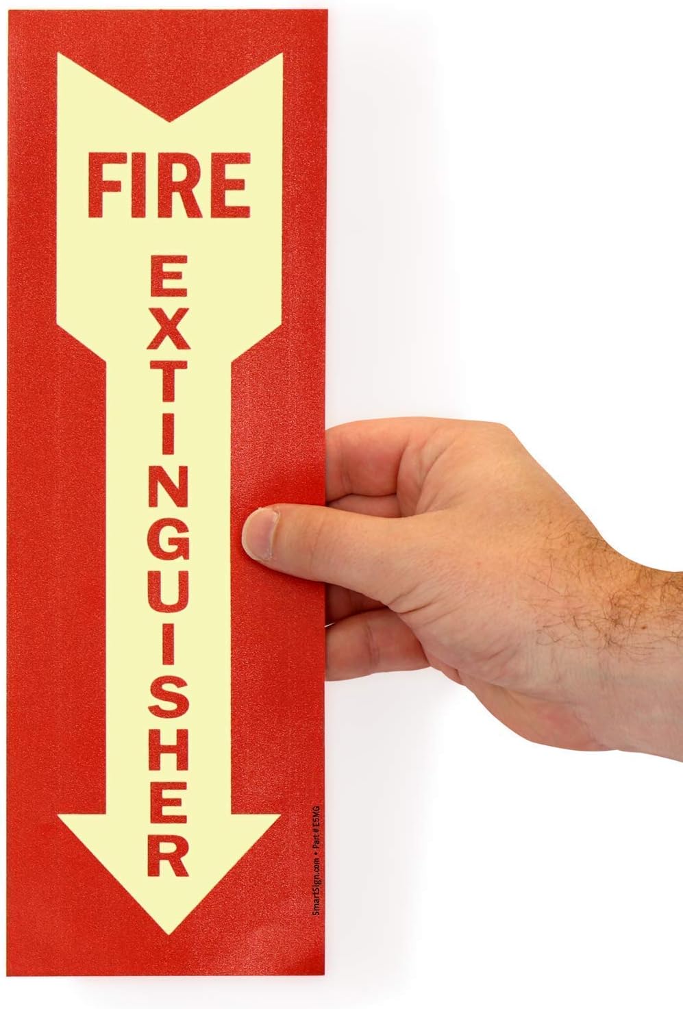 SmartSign “Fire Extinguisher” Label with Downward Arrow | 4" x 12" Glow ...