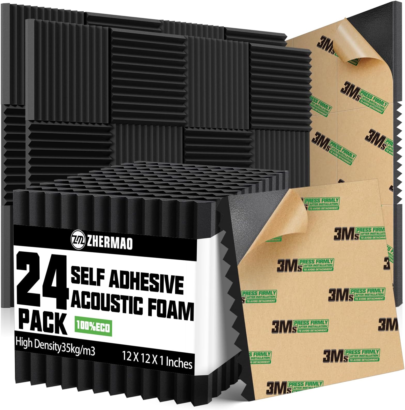 Amazon.com: 24 Pack Self-adhesive Sound Proof Foam Panels, 1" X 12" X ...