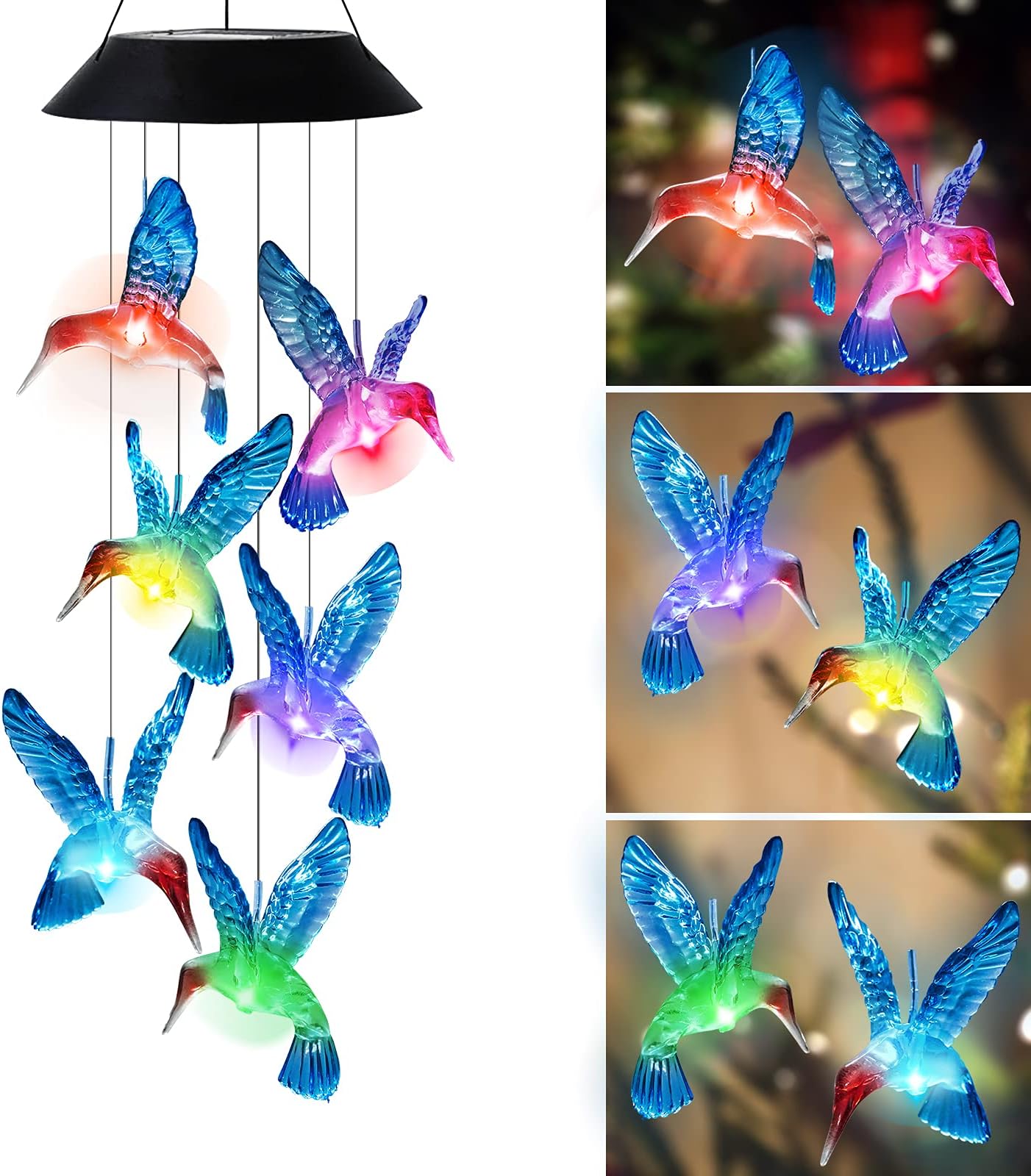 Amazon.com : Hummingbird Solar Light, Epicgadget Solar Bird Wind Chime ...