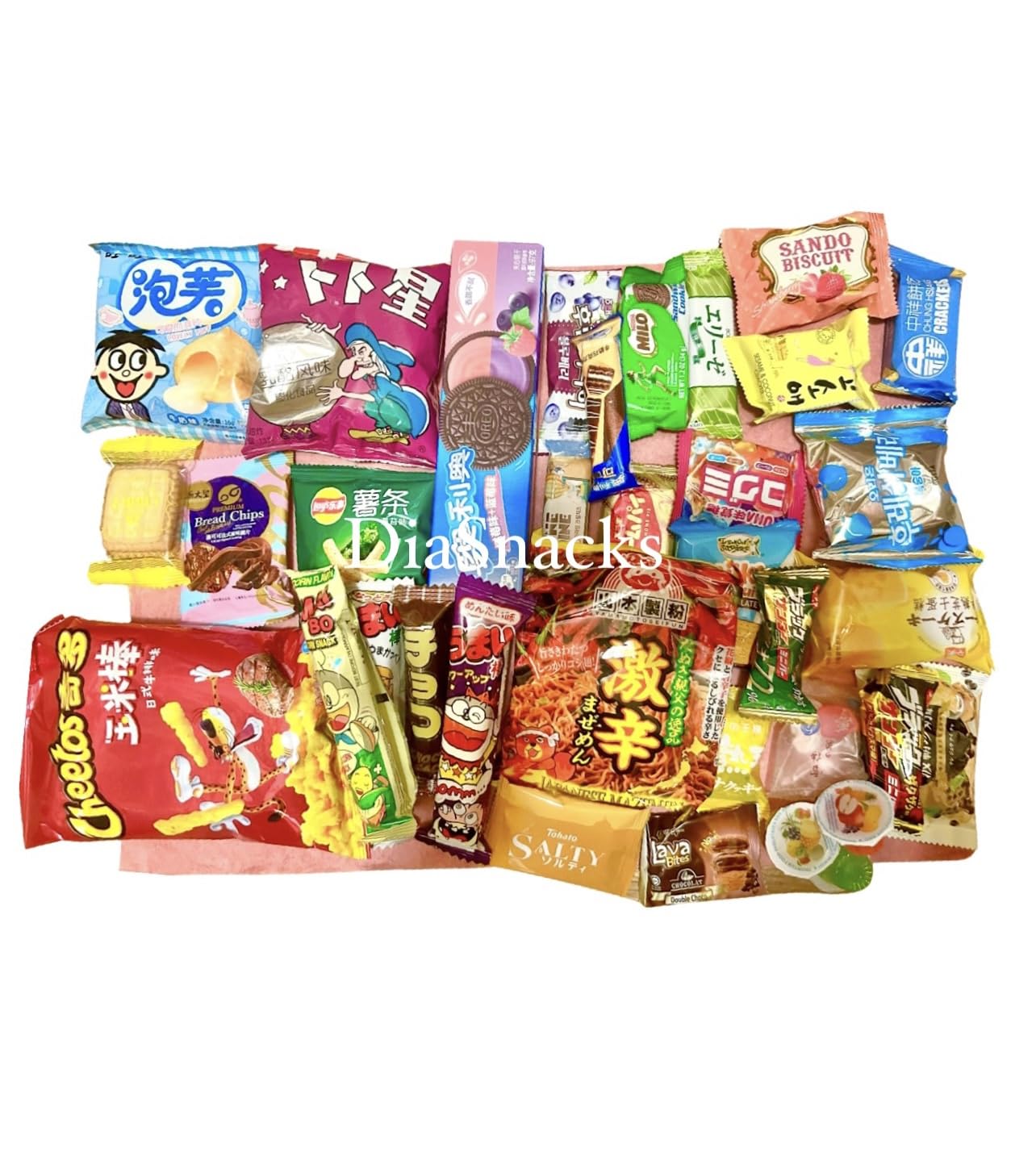 Amazon.com : DiaSnacks Deluxe Asian Dagashi Mystery snack box 57 pieces ...