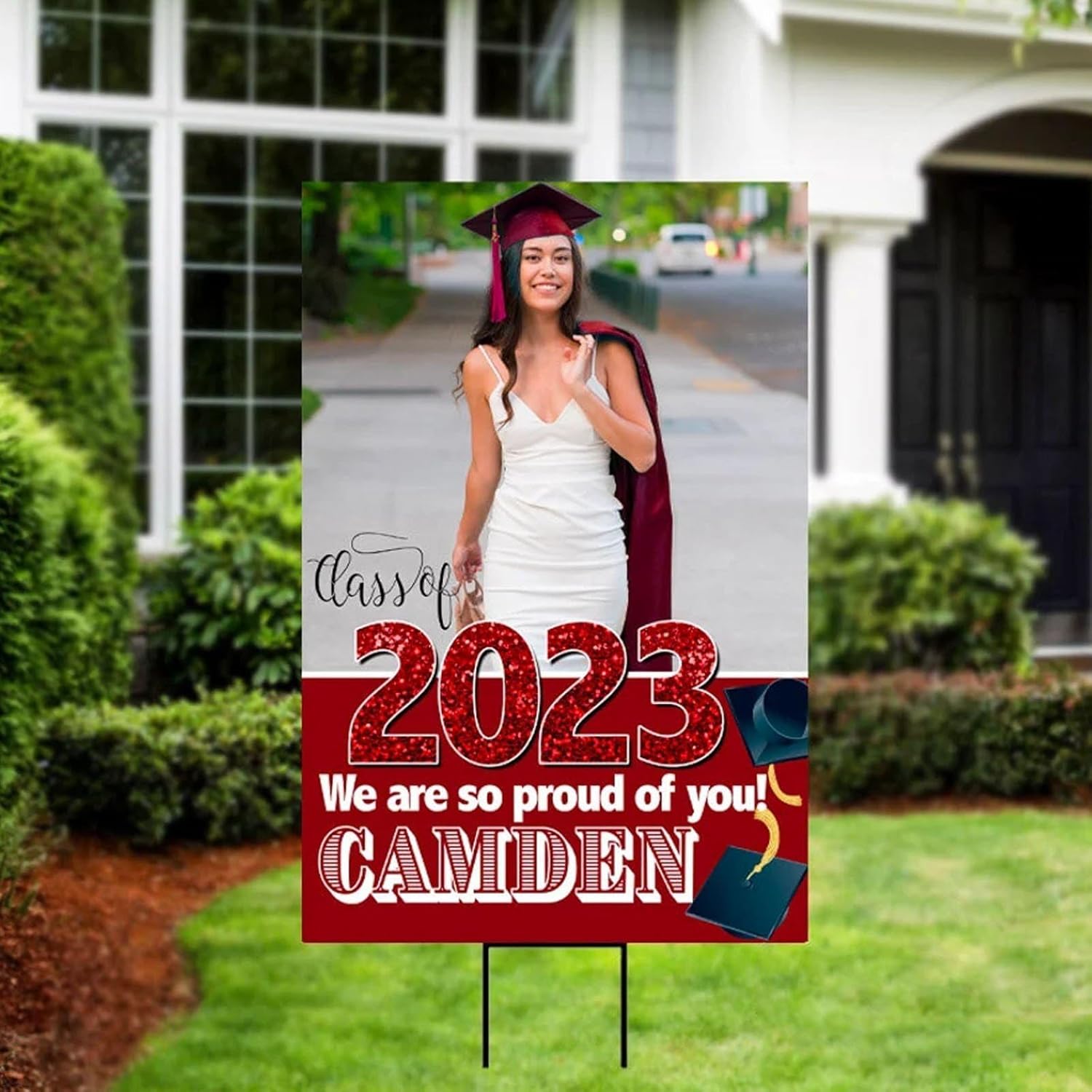Amazon.com : Class of 2023 Graduation Photo Yard Sign | Grad Party ...