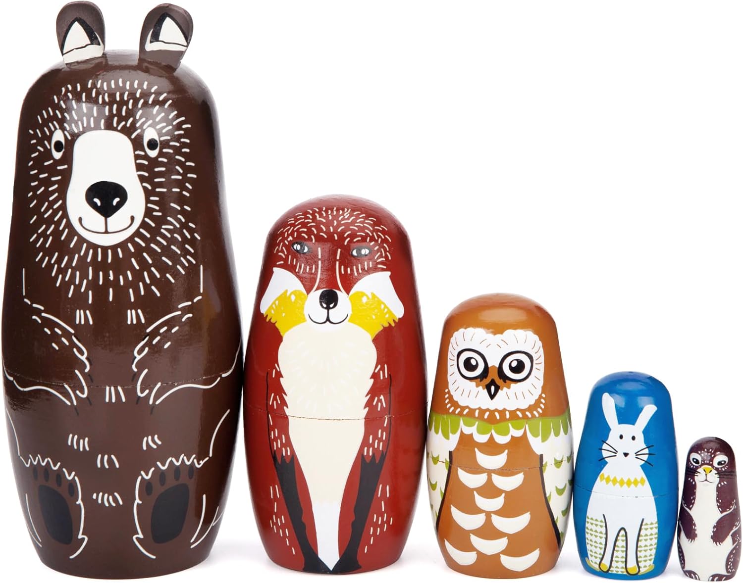 Amazon.com: MCPINKY 5PCS Nesting Dolls for Kids, Animal Stacking Wooden ...