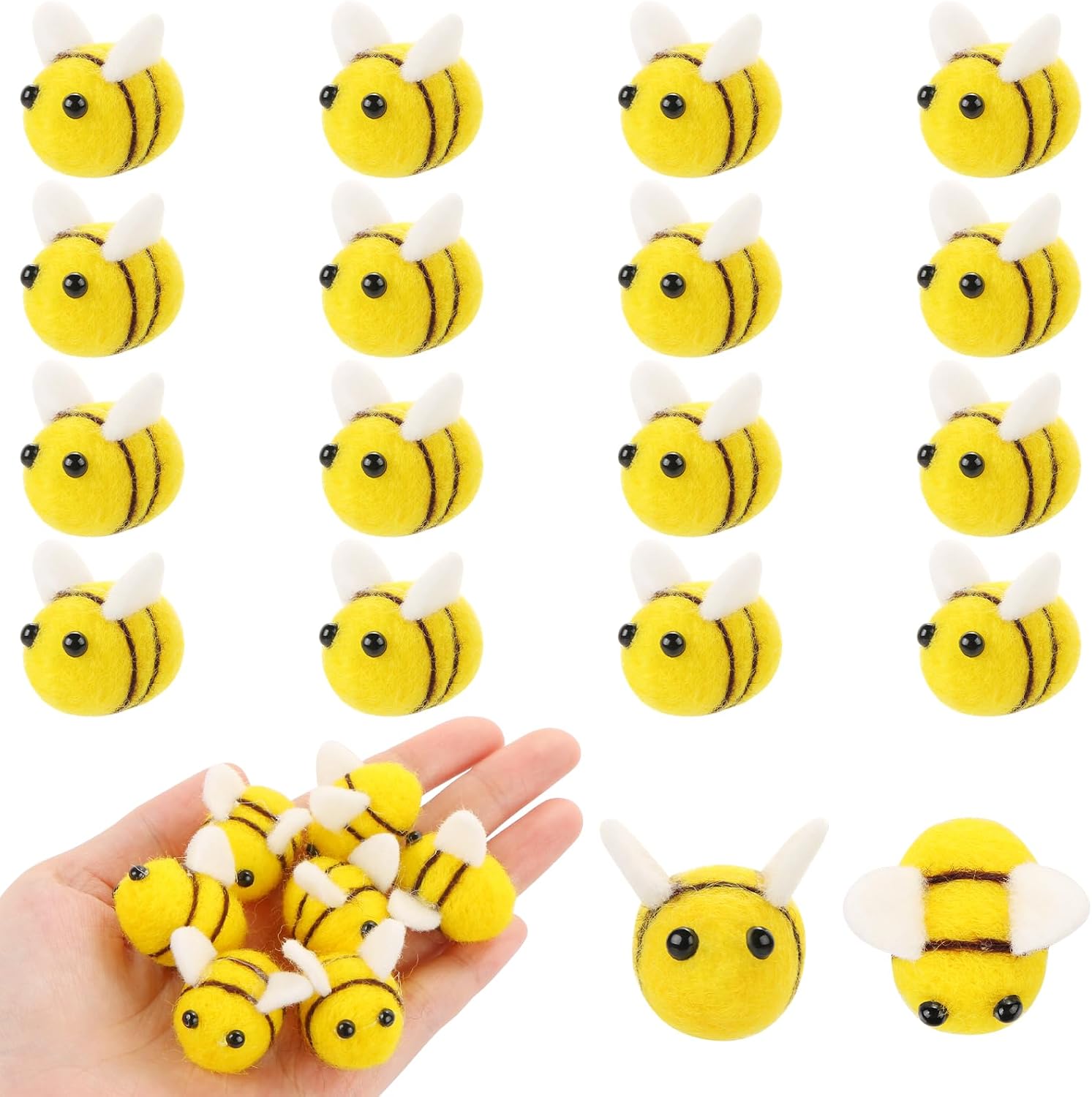 Amazon.com: LIYDE 16 Pieces Felt Bees, Small Wool Bumble Bee Plush ...