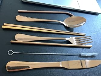 Amazon.com | Stainless Steel Flatware Set Reusable Cutlery Set Travel ...