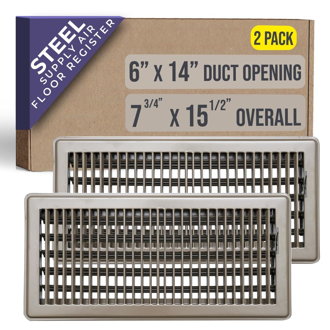 [2 Pack] Fits 6x14 and 14x6 Duct Opening | Floor Register with Louvered ...