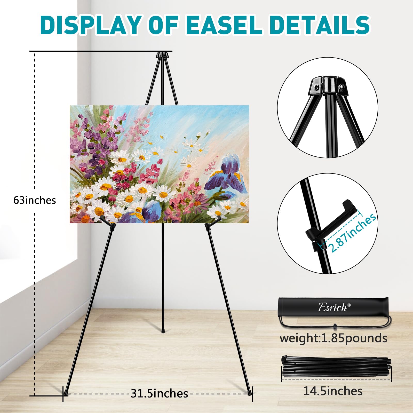 Snapklik.com : ESRICH 4 Pack Easel Stand For Sign, 63" Easels For ...