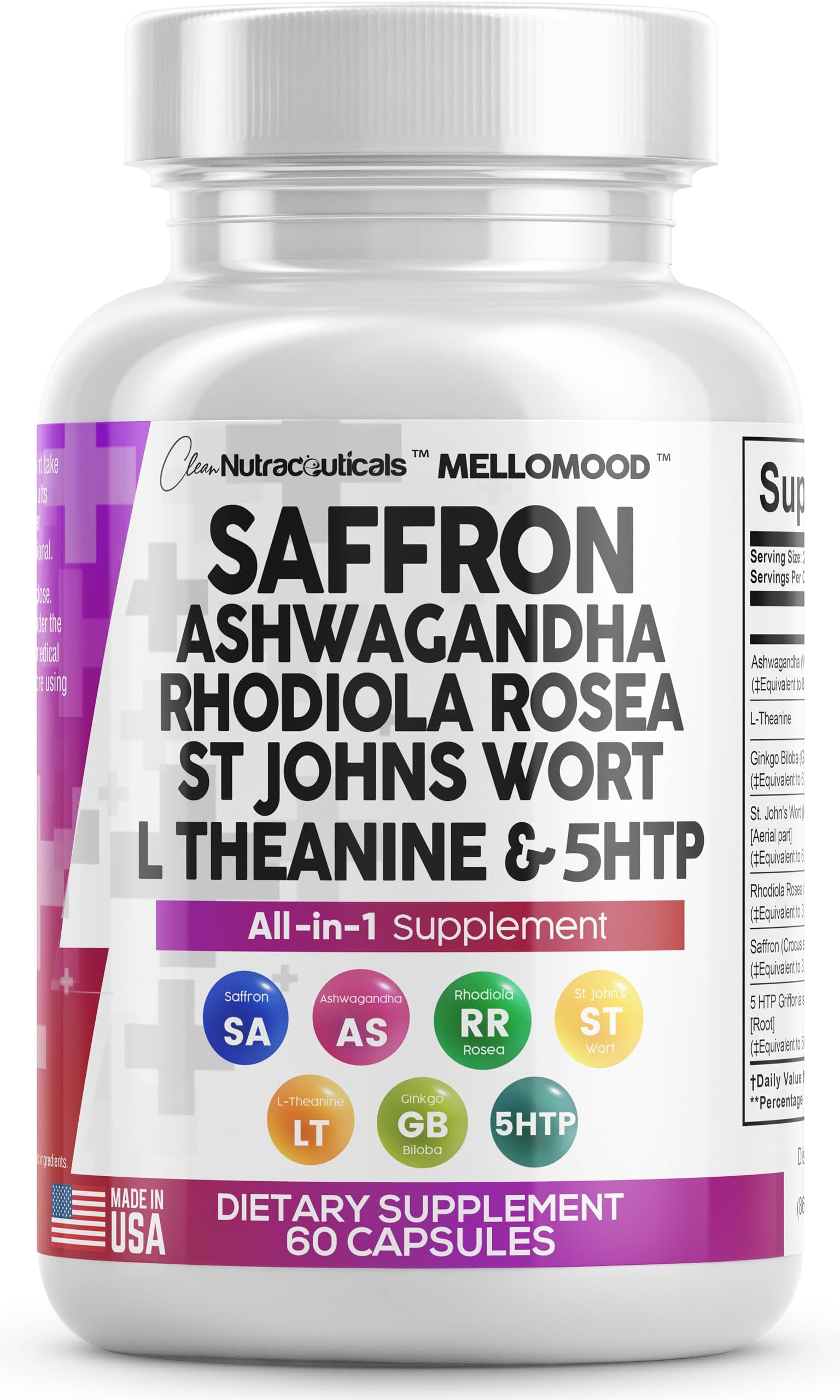 Amazon.com: Clean Saffron Supplements with Ashwagandha 8000mg - Mood ...