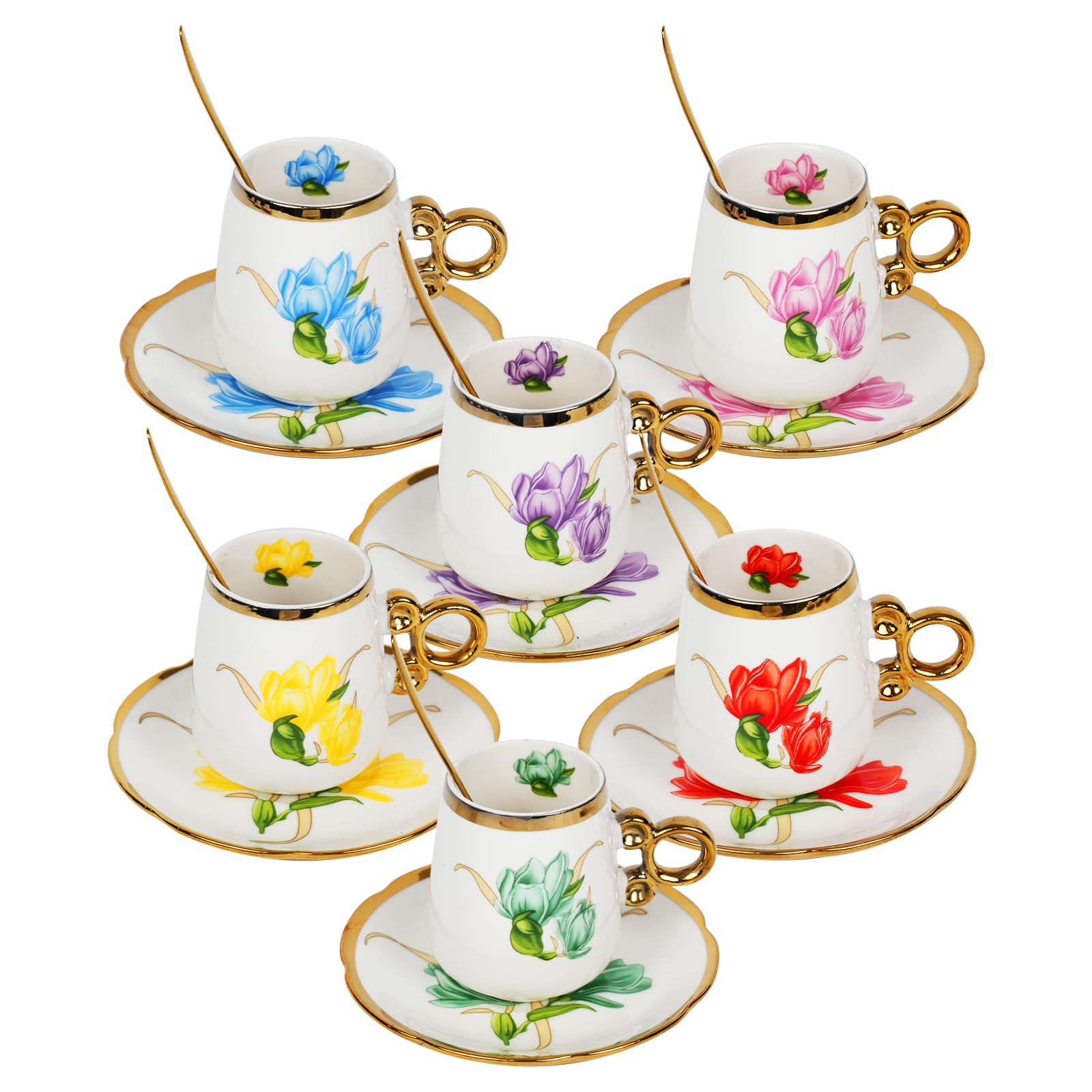 Amazon.com | Espresso Cups and Saucers Set of 6, 3.5 OZ Small Espresso ...