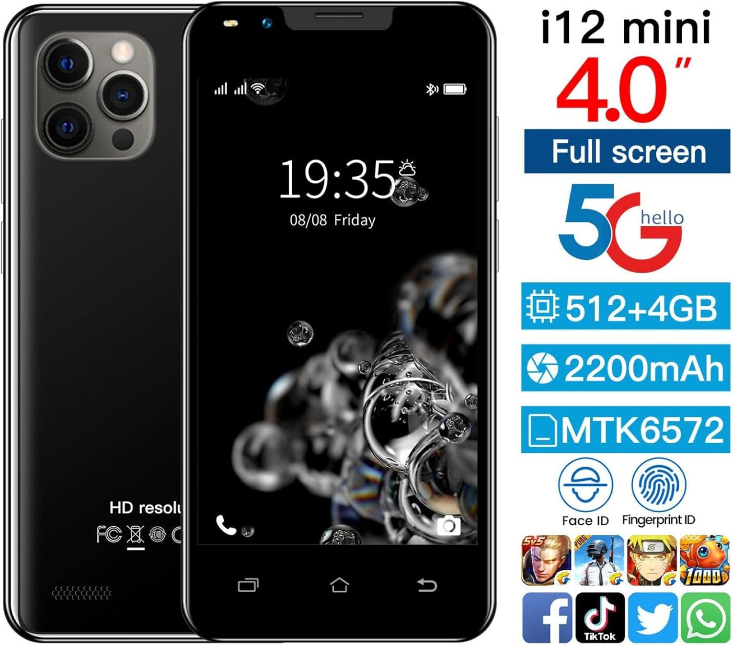 Buy AUD Smart Phone HD Full Screen Phone, Mini 12 Pro Max Smart Phone ...