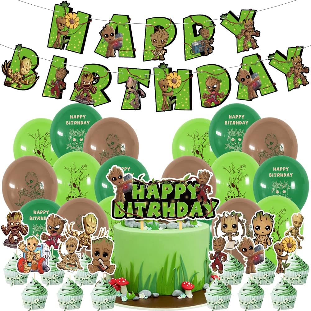 Hilloly Groot Birthday Decorations Set, 32 Pcs Including Banner, Cake ...