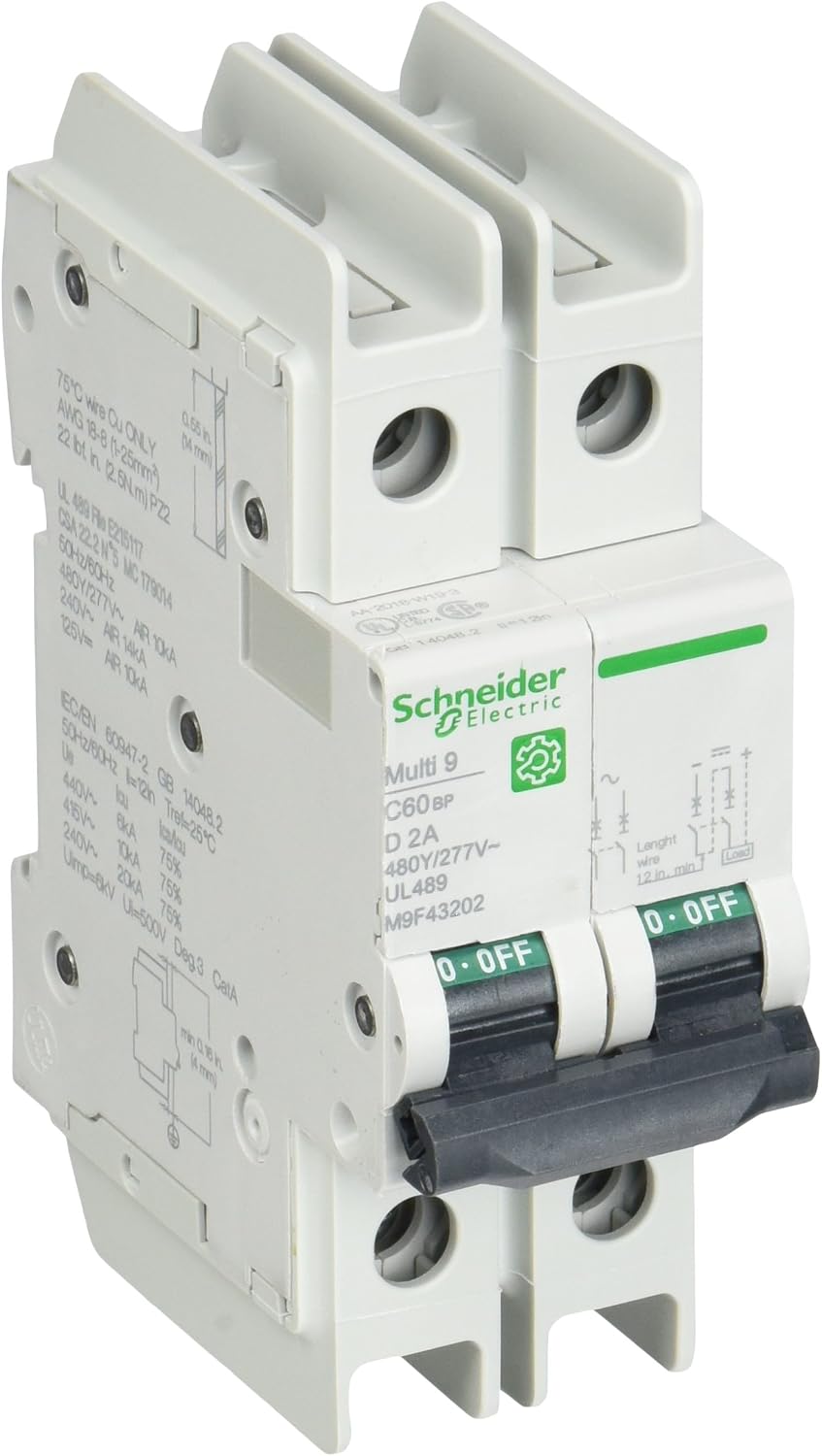 Schneider M9 °F43202 Multi 9 OEM Circuit Breaker Switch C60BP 2-Pole 2 ...