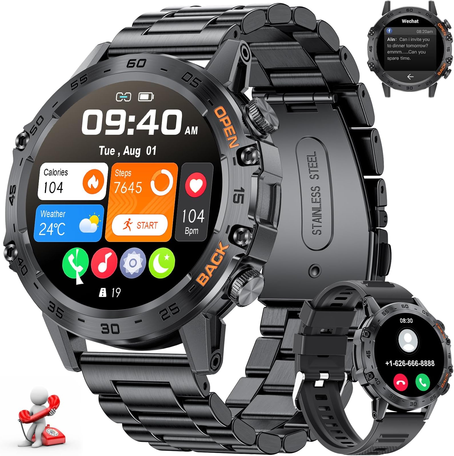 Amazon.com: LIGE Smart Watches for Men, 1.39" Military Smartwatch with ...