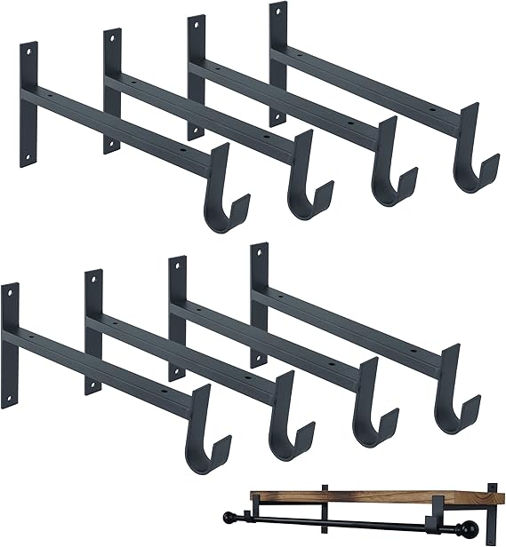 Amazon.com: OVOV Shelf Bracket with Rod Holder 8 Pack Closet Shelf ...
