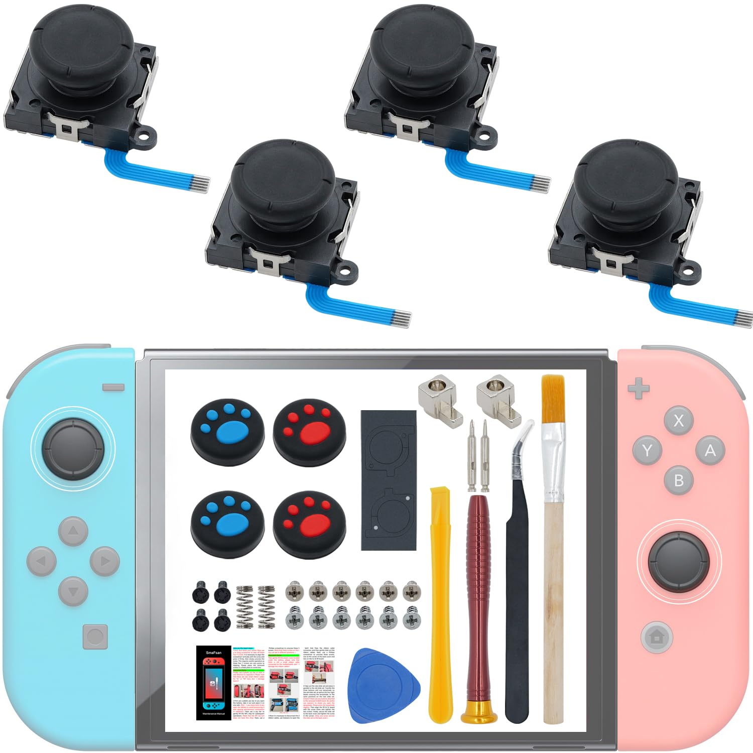 Amazon.com: Joycon Joystick Replacement Repair Kit 4 Pack, SmaFsan for ...