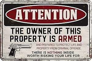 Amazon.com : Gun Sign, The Owner of This Property is Armed Sign Warning ...