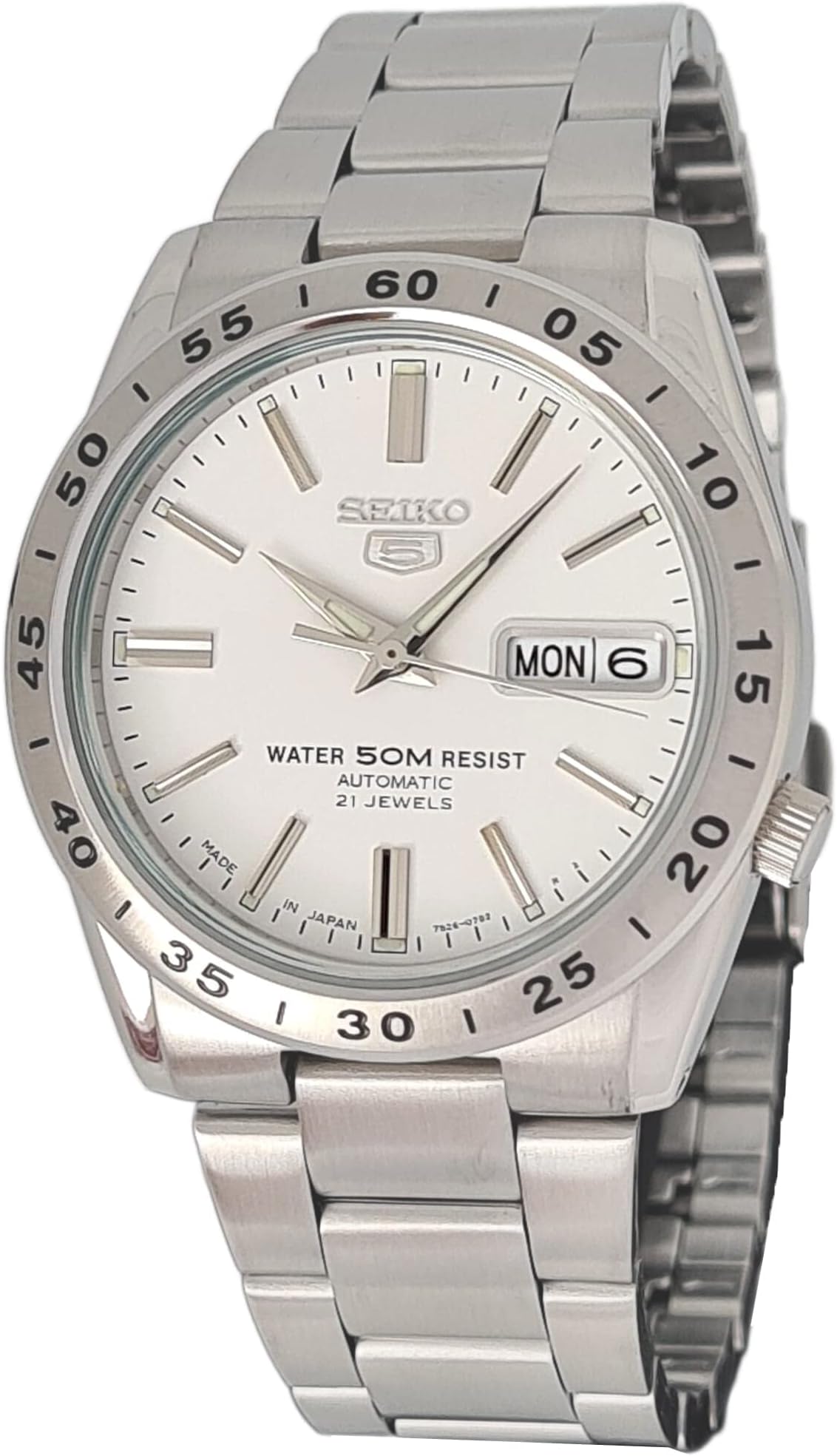 Seiko 5 Men's White Dial Stainless Steel Automatic Watch - SNKD97J1 ...