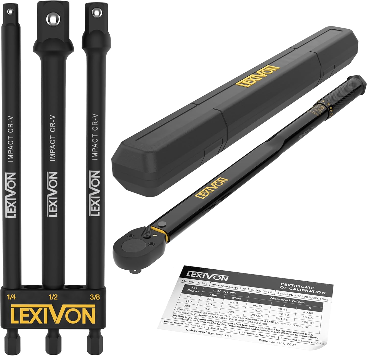 Amazon.com: LEXIVON 1/2-Inch Torque Wrench 25-250 Ft-Lb/33.9-338.9 Nm ...