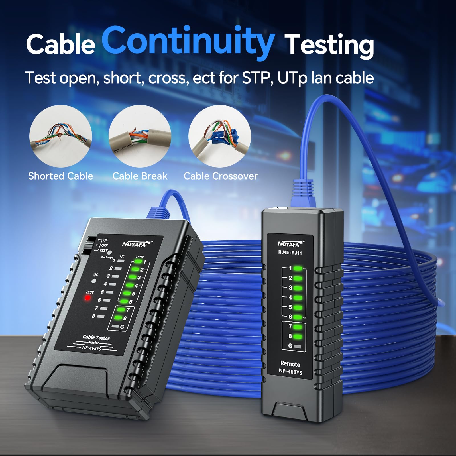 Snapklik.com : NF-468YS Network Cable Tester, Rechargeable RJ11 RJ45 ...