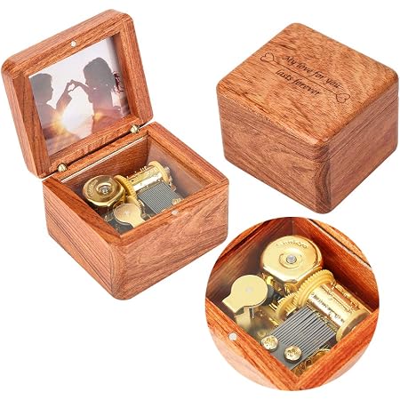 Amazon.com: Sinzyo Natural Wooden Music Box with Customizable Photos ...