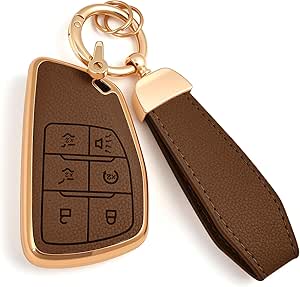 Amazon.com: Amazauto Soft TPU & Leather 6 Buttons Key Fob Cover ...