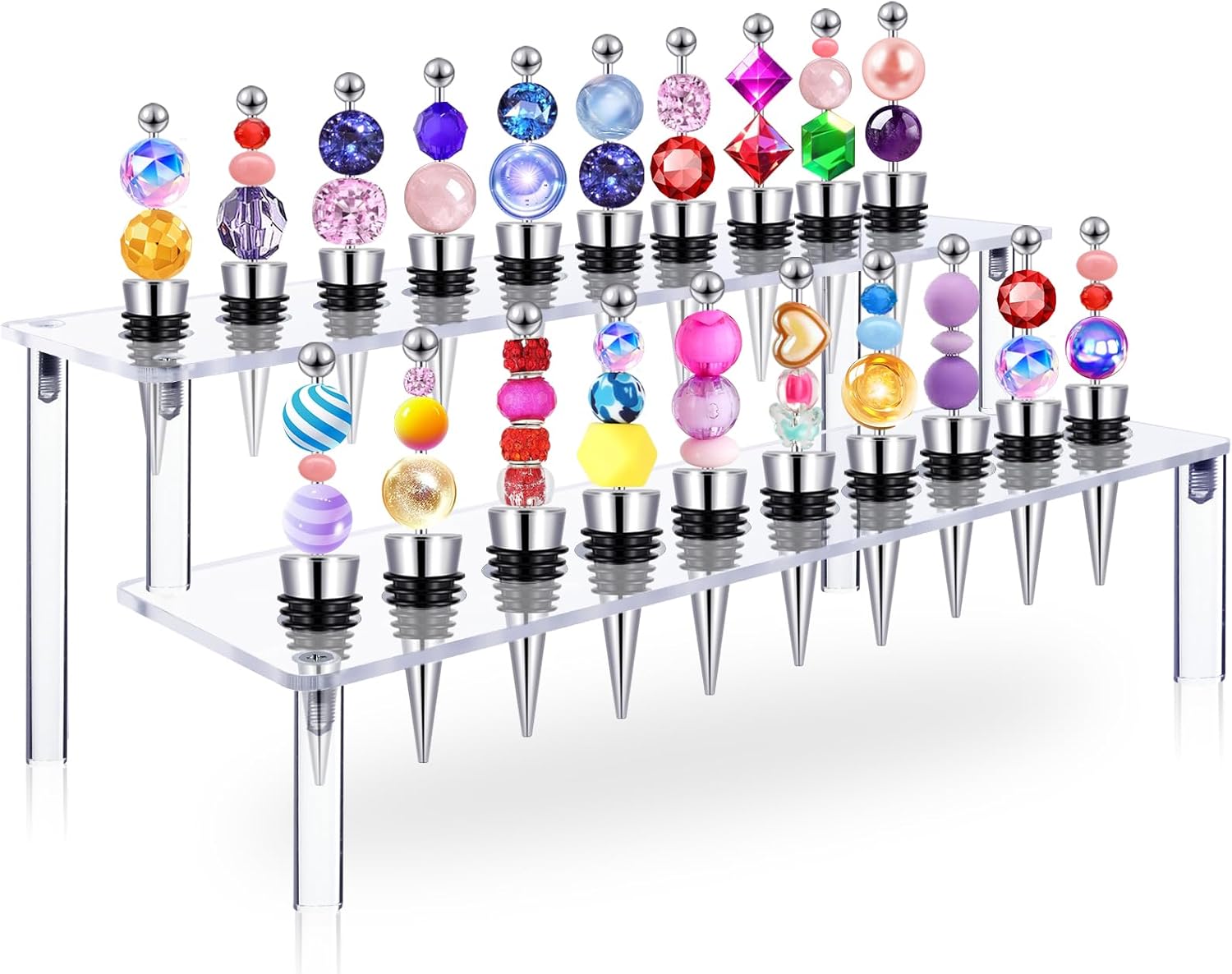 Amazon.com: Worldity 20 Pcs Beadable Wine Stoppers and 20 Slot Acrylic ...