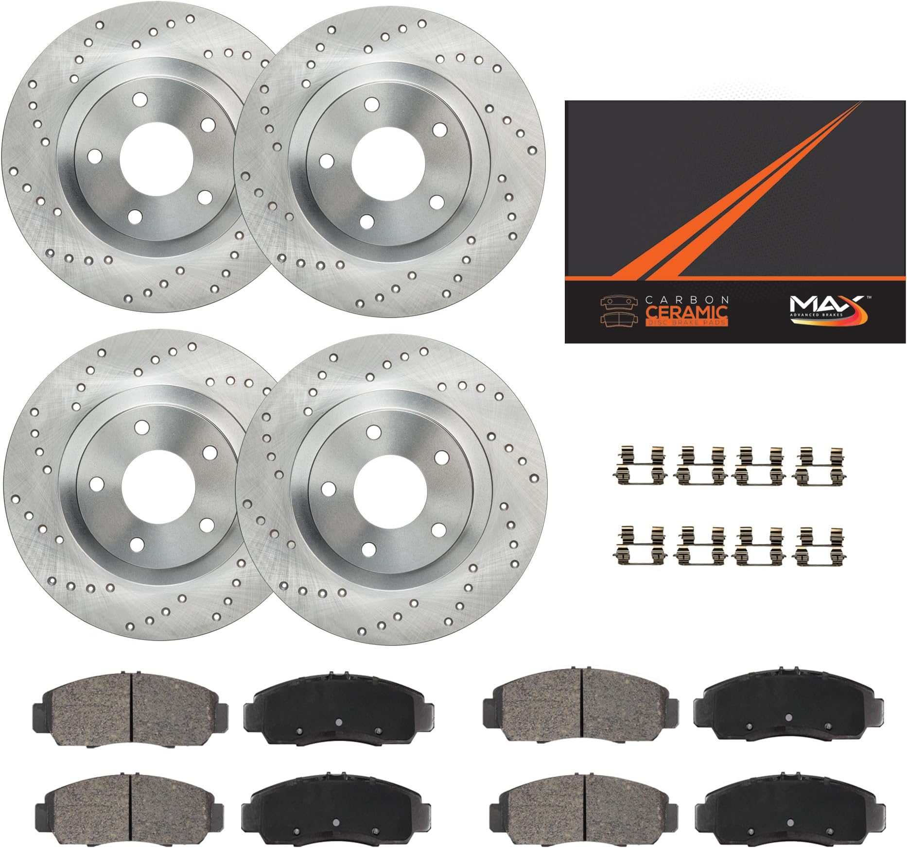 Max Advanced Brakes Front & Rear Brake Kit Compatible With 2007-2018 ...