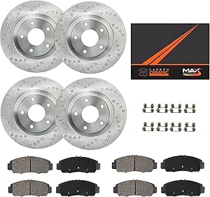 Amazon.com: Max Advanced Brakes Kit de freno delantero y trasero compatible con frenos Toyota ...