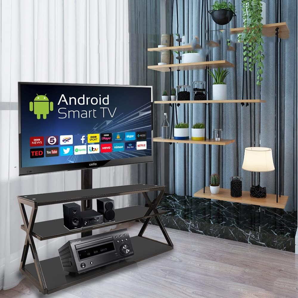 Amazon.com: Winado Swivel Glass TV Stand with Mount for 32-65 Inch Flat ...